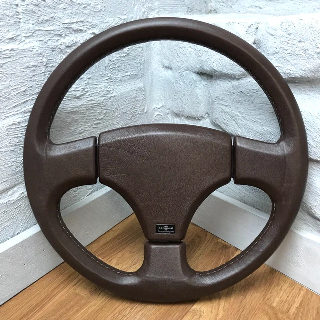GENUINE PERSONAL DESIGN Giugiaro brown leather 360mm steering wheel ...