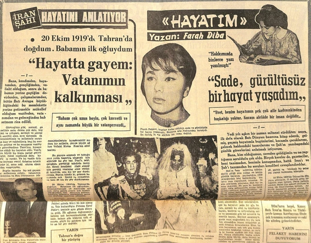 MOHAMMAD REZA SHAH Pahlavi Farah Diba TURKISH Newspaper News 9 November ...