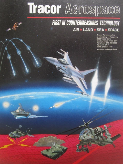 2/1990 PUB TRACOR Countermeasures Ecm Ew Air Land Sea Space Original Ad ...