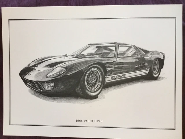 FORD GT40 A4 pencil drawing print. £10.00 - PicClick UK