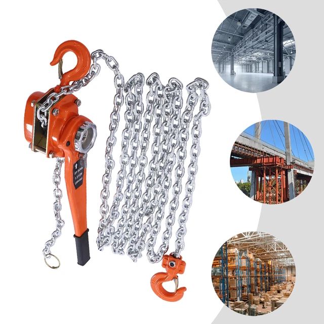 1.5T/3300LBS 20FT MANUAL Hand Chain Block Hoist Come Along Puller ...