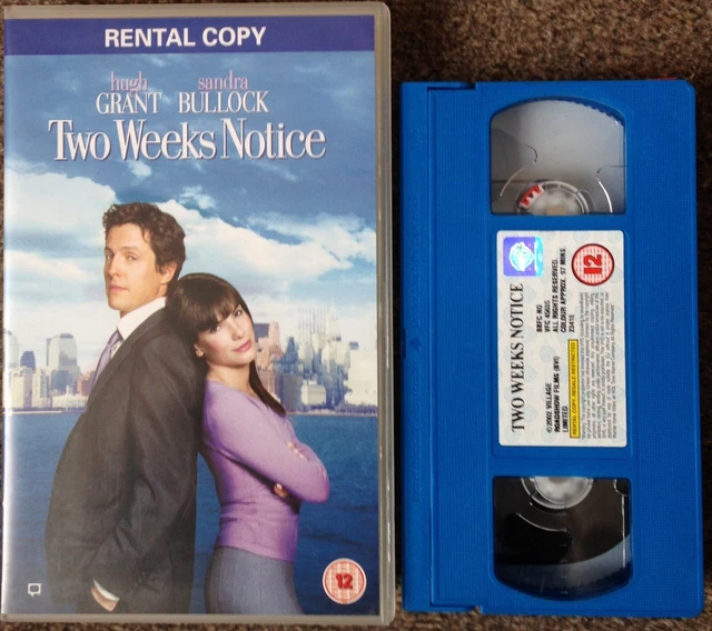 TWO WEEKS NOTICE:SANDRA Bullock-Vhs Video Big Box-Ex Rental. £3.98 ...