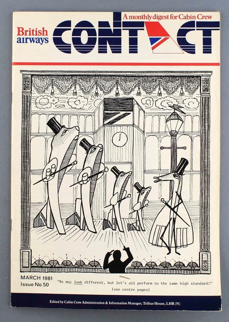 BRITISH AIRWAYS CABIN Crew Airline Magazine Contact March 1981 Bcal £39 ...