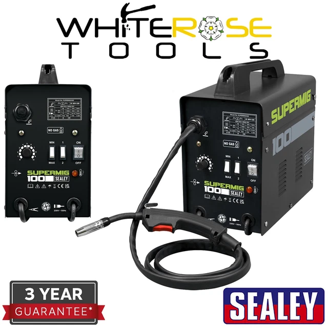 SEALEY GASLESS MIG Welder 100A 230V SUPERMIG100 Welding Flux Core Wire ...