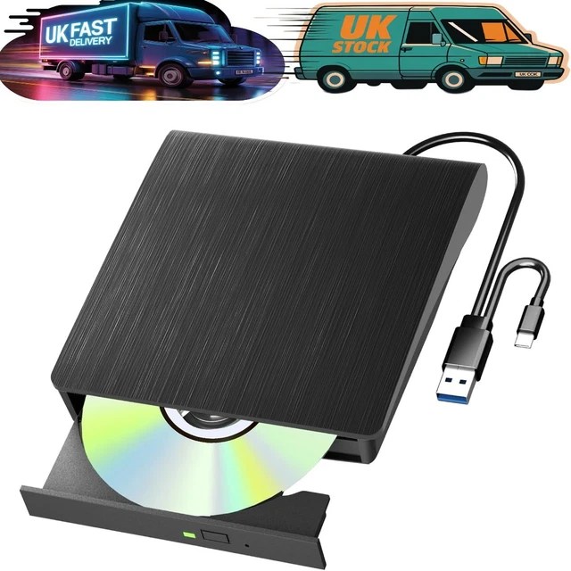 SLIM EXTERNAL USB 3.0 DVD CD RW Writer Drive Reader Player For Window ...