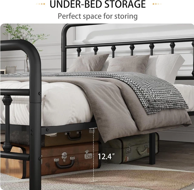 DOUBLE SIZE METAL Bed Frame Victorian Vintage Style 32 cm Underbed ...