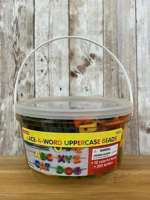 LAKESHORE LACE-A-WORD UPPERCASE Beads Plastic Letter Shaped Alphabet ...