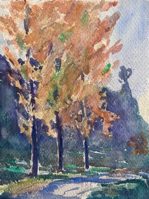 VINTAGE LANDSCAPE DRAWING Tree Fauvism Autumn Jean Terles Art Deco £38. ...