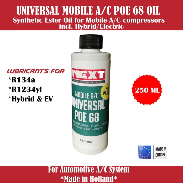 250ML AIRCON COMPRESSOR Universal Poe68 Oil R134A 1234Yf Hybrid&Ev ...