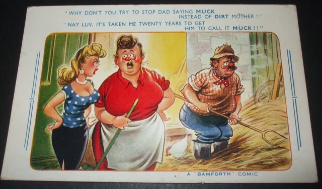 60S BAMFORTH COMIC FARMER MUCKING OUT PITCHFORK STOP DAD SAYING MUCK ...