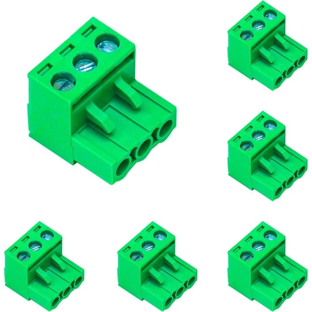 6 PCS 3 Pin PCB Screw 5.08mm Pitch Terminal Block Electronics EUR 4,84 ...