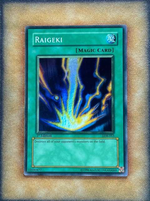 YUGIOH RAIGEKI LOB-053 Super Rare 1ère édition IMPRIMÉ ONDULÉ LP EUR ...