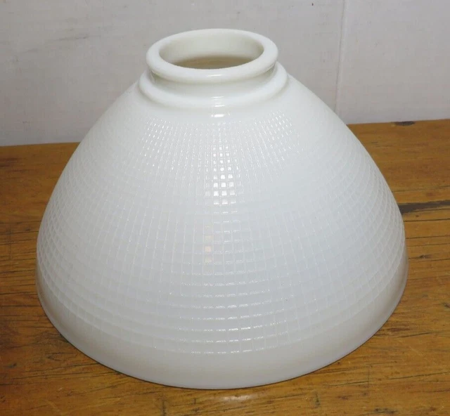 VINTAGE 10& CORNING White Waffle Light Opalescent Diffuser Torchiere ...