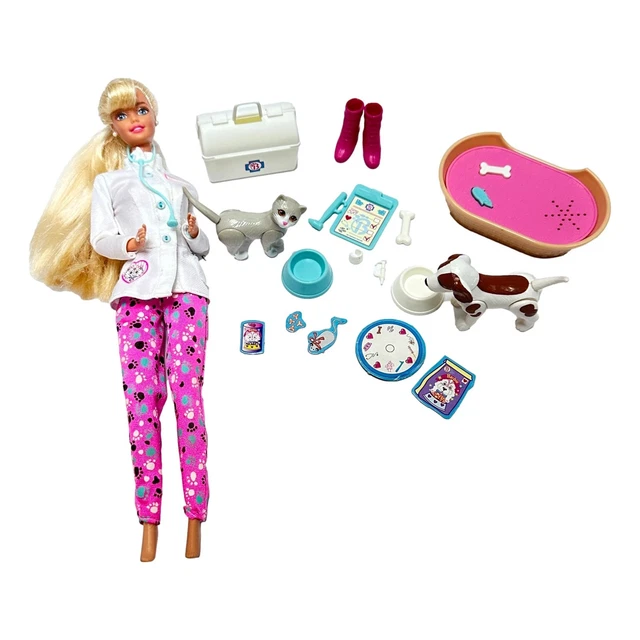 VINTAGE VET BARBIE Blonde Hair 11 in Fashion Doll w Accessories 1996 ...