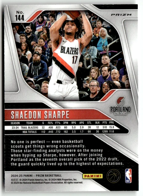 PANINI PRIZM 2024-25 NBA No. 144 Shaedon Sharpe Silver Prizm EUR 2,28 ...