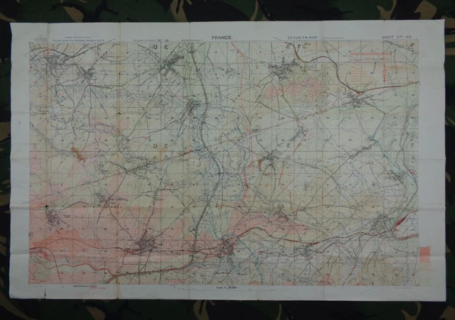 WW1 &ENEMY ORGANISATION& COLOURED TRENCH MAP (BATTLE of ST QUENTIN ...