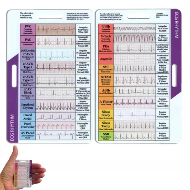 ECG/EKG RHYTHM POCKET Card,Double Sided Design EKG Interpretation Badge Card $19.62 - PicClick AU