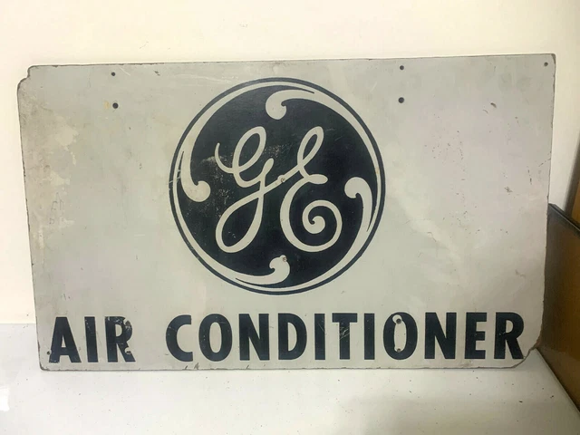 VINTAGE GE SIGN Gener Electric Air Conditioner Sign Old Large Masonite ...