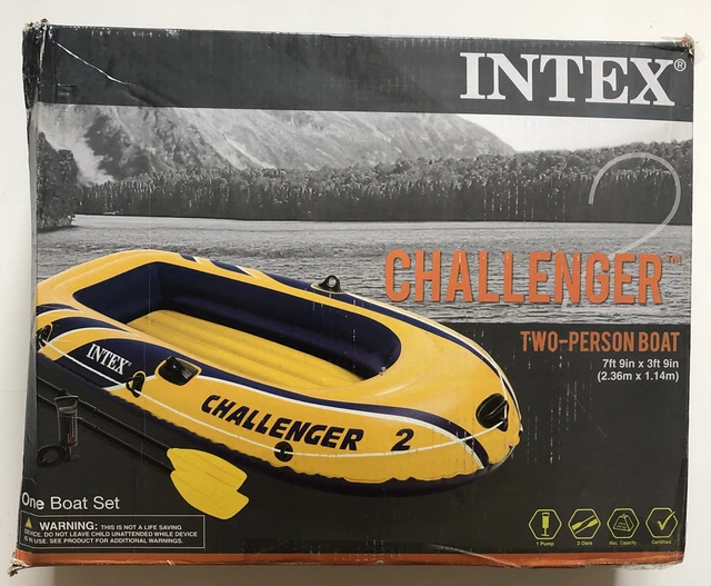 INTEX CHALLENGER 2 Inflatable 2 Person Floating Boat Raft Set w/ Oars ...