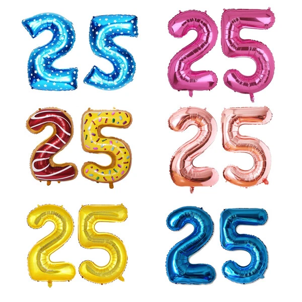 GÉANT 25TH ANNIVERSAIRE Fête Numéro Âge 25 Ou 52 Feuille Ballon Hélium ...