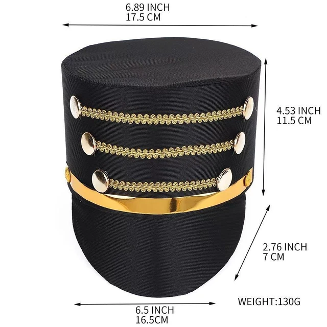 HAT-NUTCRACKERS MARCHING BAND Hat Gold Trim Strip Soldier Tops Cap ...