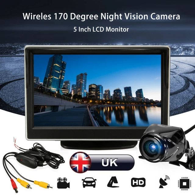 WIRELESS CAR REAR View System 5" LCD Monitor w/ Waterproof Reversing ...