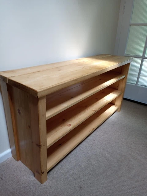 RUSTIC FARMHOUSE WOODEN shelving unit, bookcase and shoe rack bench ...
