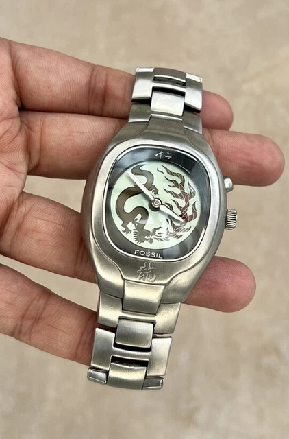 SUPER RARE Y2K Flame & Dragon FOSSIL Big Tic Watch JR-8097, boîte ...