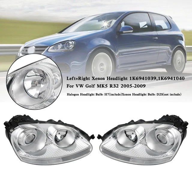 2X XENON HEADLIGHT 1K6941039 1K6941040 For VW Golf MK5 R32 2005-2009 U8 ...