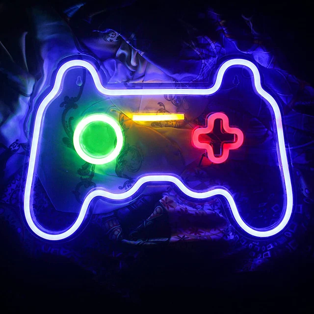 LED NEON SIGN Light Gamepad Shape Wall Night Lights Decor Home Gamer ...