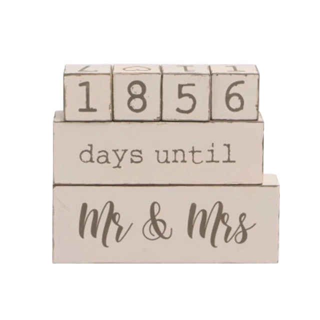 WEDDING COUNTDOWN BLOCKS Engagement Wooden Decorating Office £20.75 ...