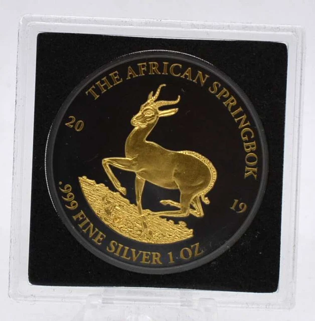 1 OZ SILBER Springbock Gabun 2019 Ruthenium gilded Lagerräumung EUR 55 ...