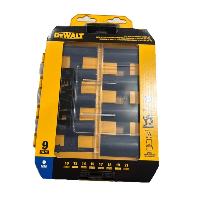 DEWALT 9 PIECE Metric 3/8-in Drive Set 6 point Impact Socket Set $58.28 ...