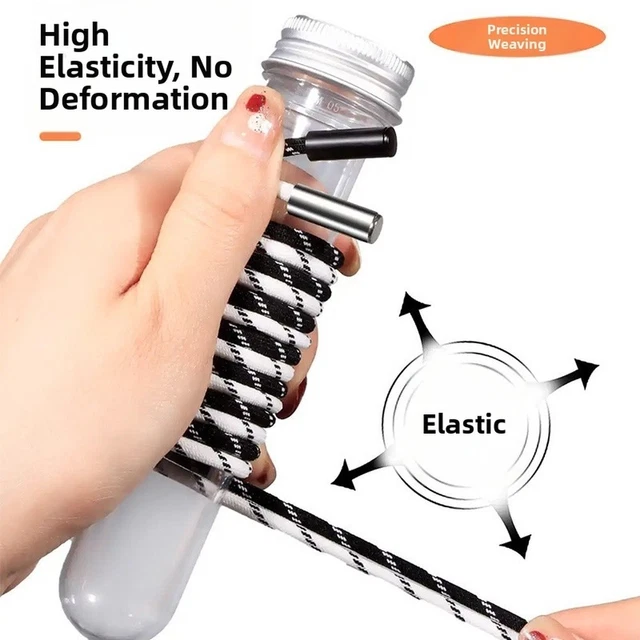 NO TIE SHOELACE System with Elastic Cord and Metal Buckle for Mobility ...