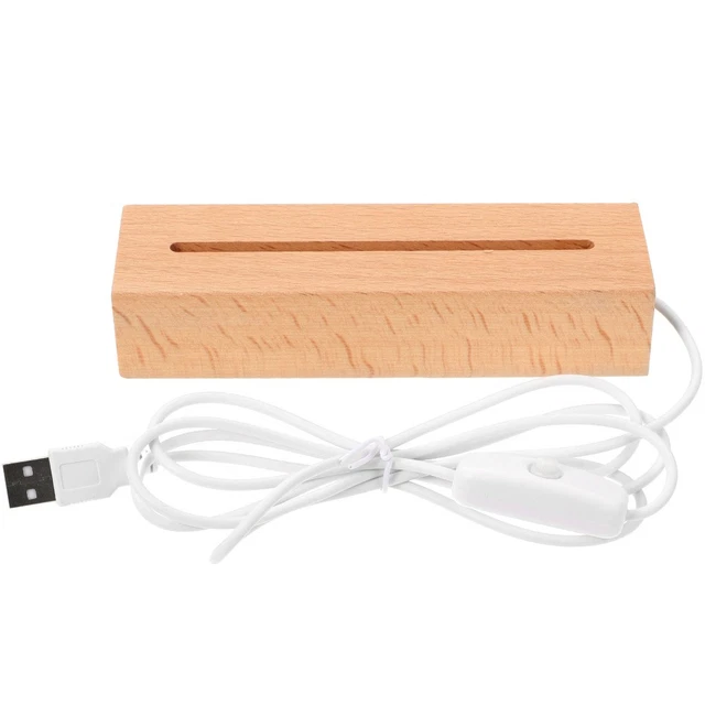 RECTANGULAR WOODEN LED Light Display Base Acrylic Glass Art Display ...