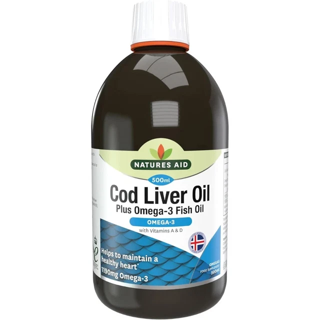 NATURES AID COD Liver Oil Liquid Fish Oil PACK OF 1, 500ml £15.78 ...
