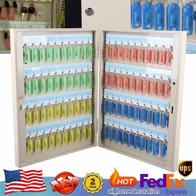 WALL MOUNT 80 Key Storage Cabinet Lock Box Organizer Rack Car ...