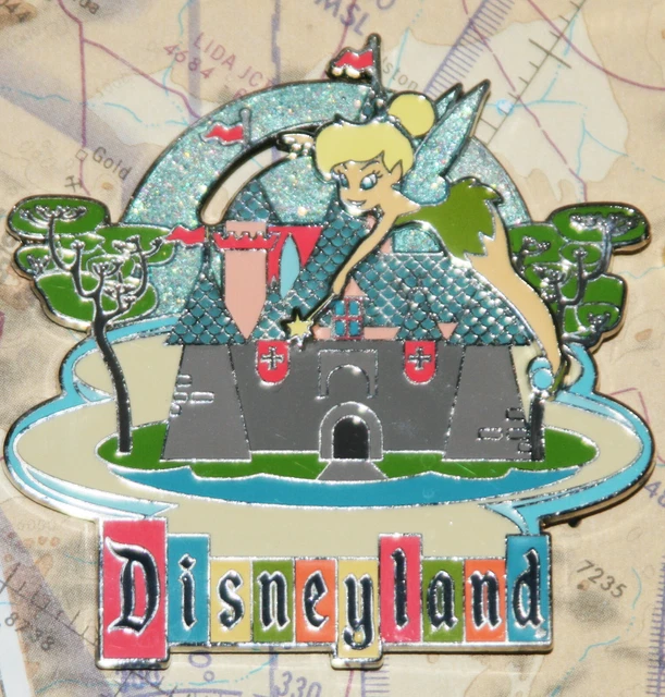 DISNEYLAND RESORT MAIN Gate Sign Pin Tinker Bell Slider Castle Wand ...