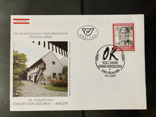 AUSTRIA 1986 ILLUSTRATED FDC 100th Birthday Oskar Kokoschka Painter £0.86 - PicClick UK