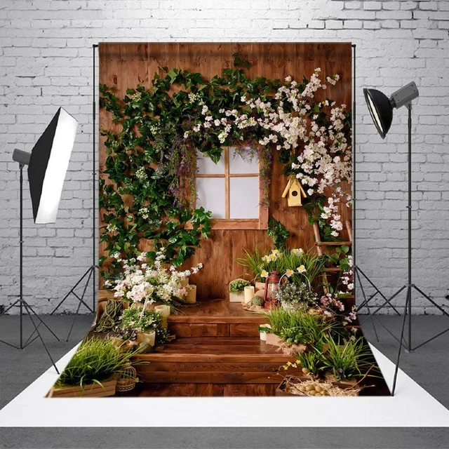 LEAVES WHITE FLOWER Wood Window Spring Backdrop $36.09 - PicClick AU