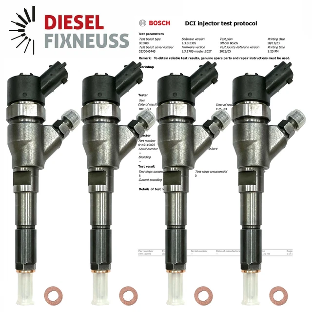 4X INJECTEUR BOSCH Citroen Fiat Peugeot 2.0 2.2 HDI JTD 0445110076 96400887 RHS EUR 249,95 ...