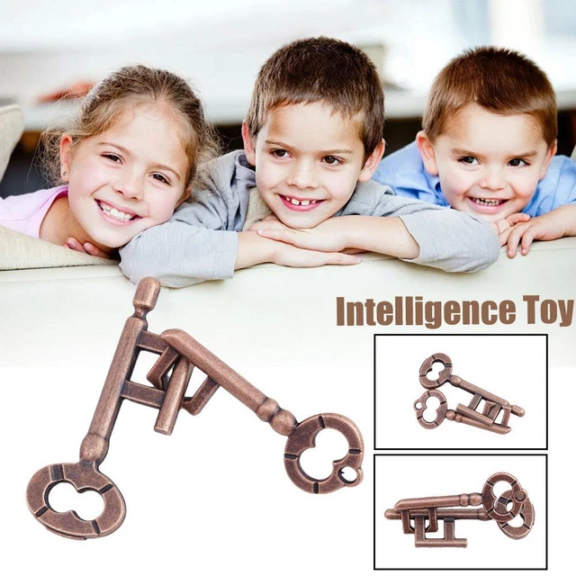 ADULTS METAL CAST Puzzle Retro Lock Key IQ Mind Brain Game Toy Teaser ...
