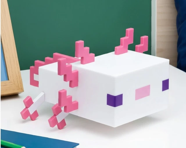 MINECRAFT AXOLOTL LIGHT LED Lamp For Gaming Desk Bedroom Decor Battery ...