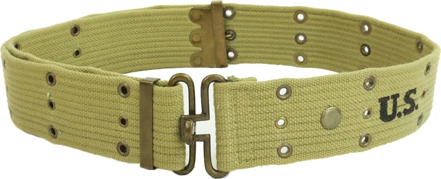 WW2 US KHAKI Pistol Belt - Brass - Repro American Webbing Army Uniform ...