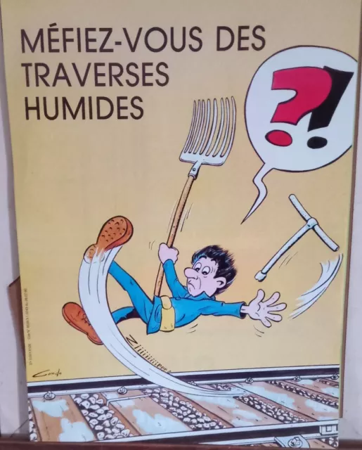 AFFICHE ANCIENNE - sncf - consignes de sécurité 1993- dessin de Gondo ... AFFICHE ANCIENNE - sncf - consignes de sécurité 1993- dessin de Gondo ...