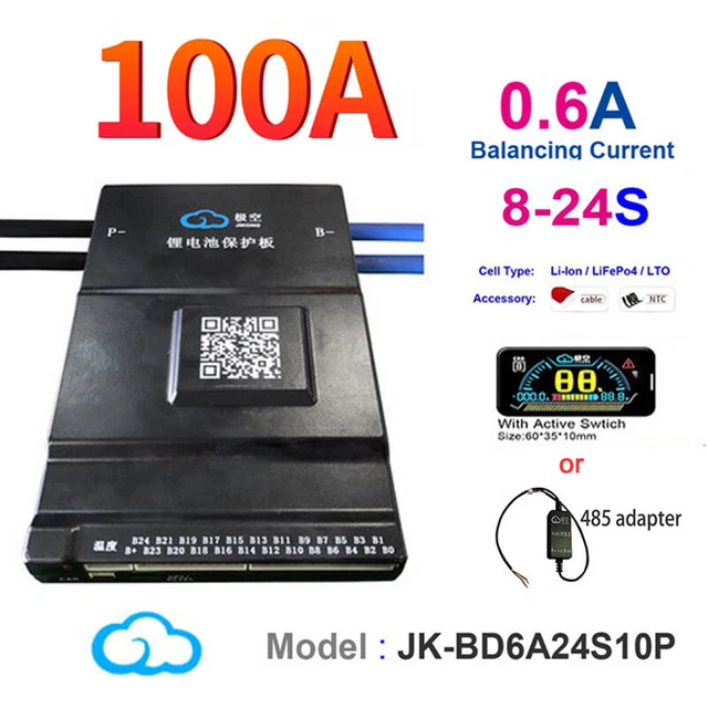 JK 8S-24S 100A Li-Ion LiFePo4 Smart BMS Board 0.6A Active Balancer BT/RS485 lot EUR 70,37 ...