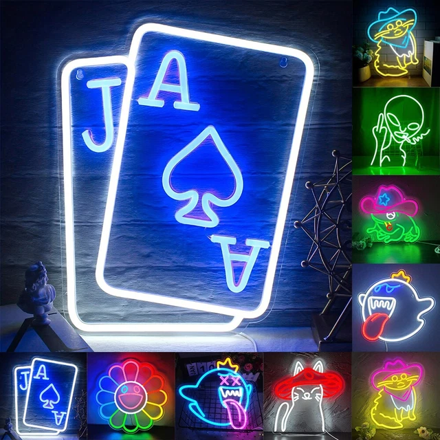 LARGE BRIGHT ACRYLIC LED Ghost Cats Alien Sign Neon Hang Display Window ...