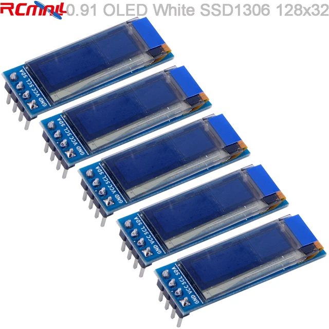 5PCS 0.91& INCH OLED Display Screen Module 128x32 I2C IIC Serial White ...