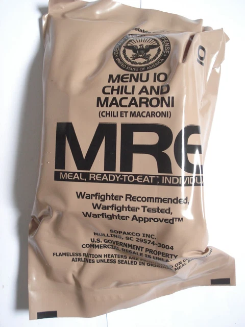 US MRE MENU 10, Chili and Macaroni, Army EPA Verpflegung, Notration EUR ...