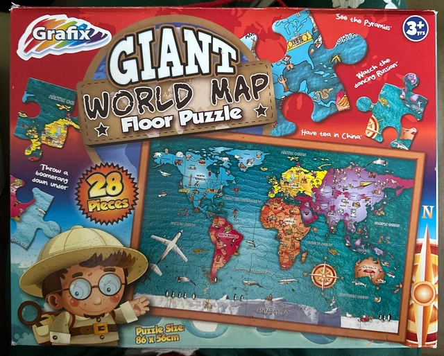 GIANT WORLD MAP Floor Puzzle by Grafix - Age 3+, 86*56cm, Great ...